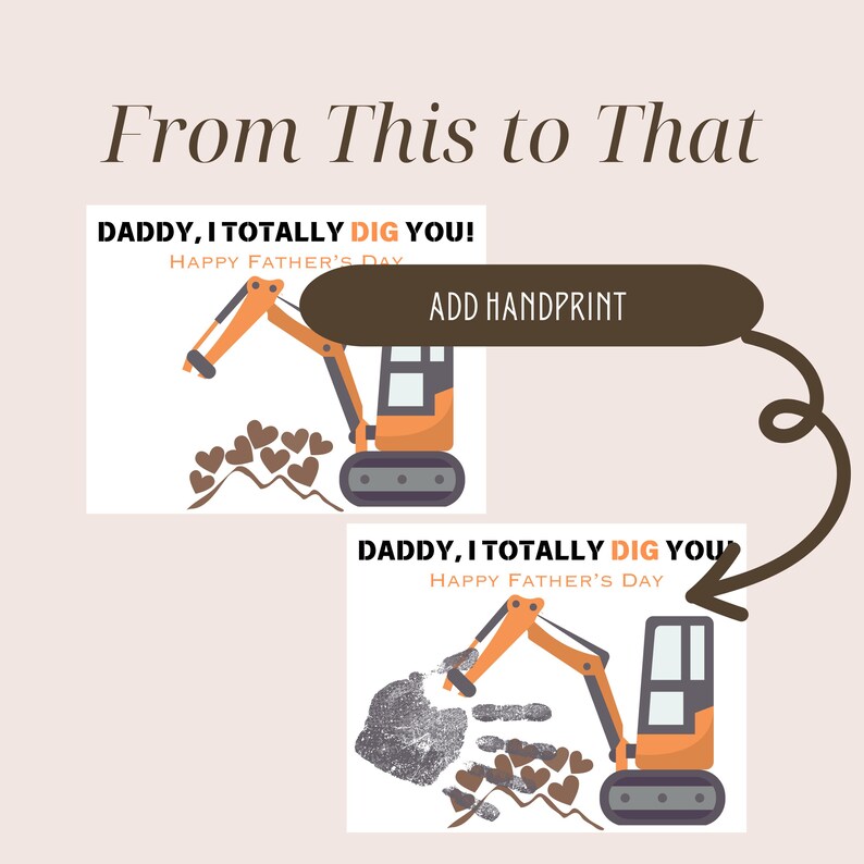 Father's Day Handprint Art, I Dig You Handprint, Gift for Dad From Kids ...