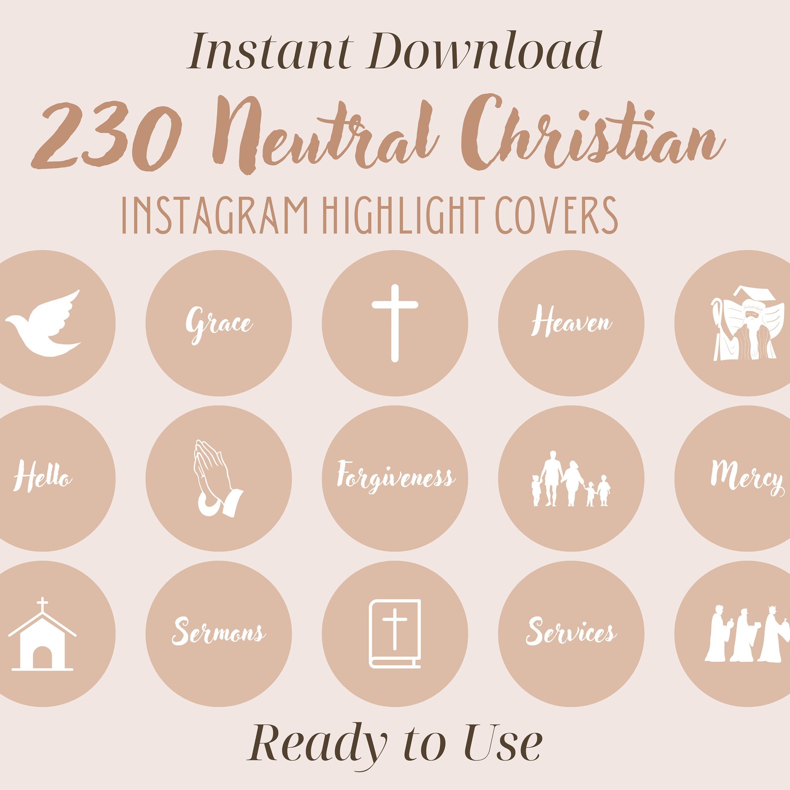 230 Christian Instagram Highlight Covers, Christ Neutral IG Story Icons ...