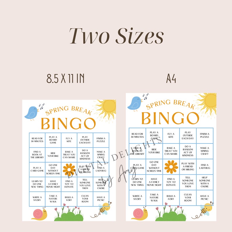 Spring Break Bingo for Kids, Spring Break Bingo Card, School Bingo ...