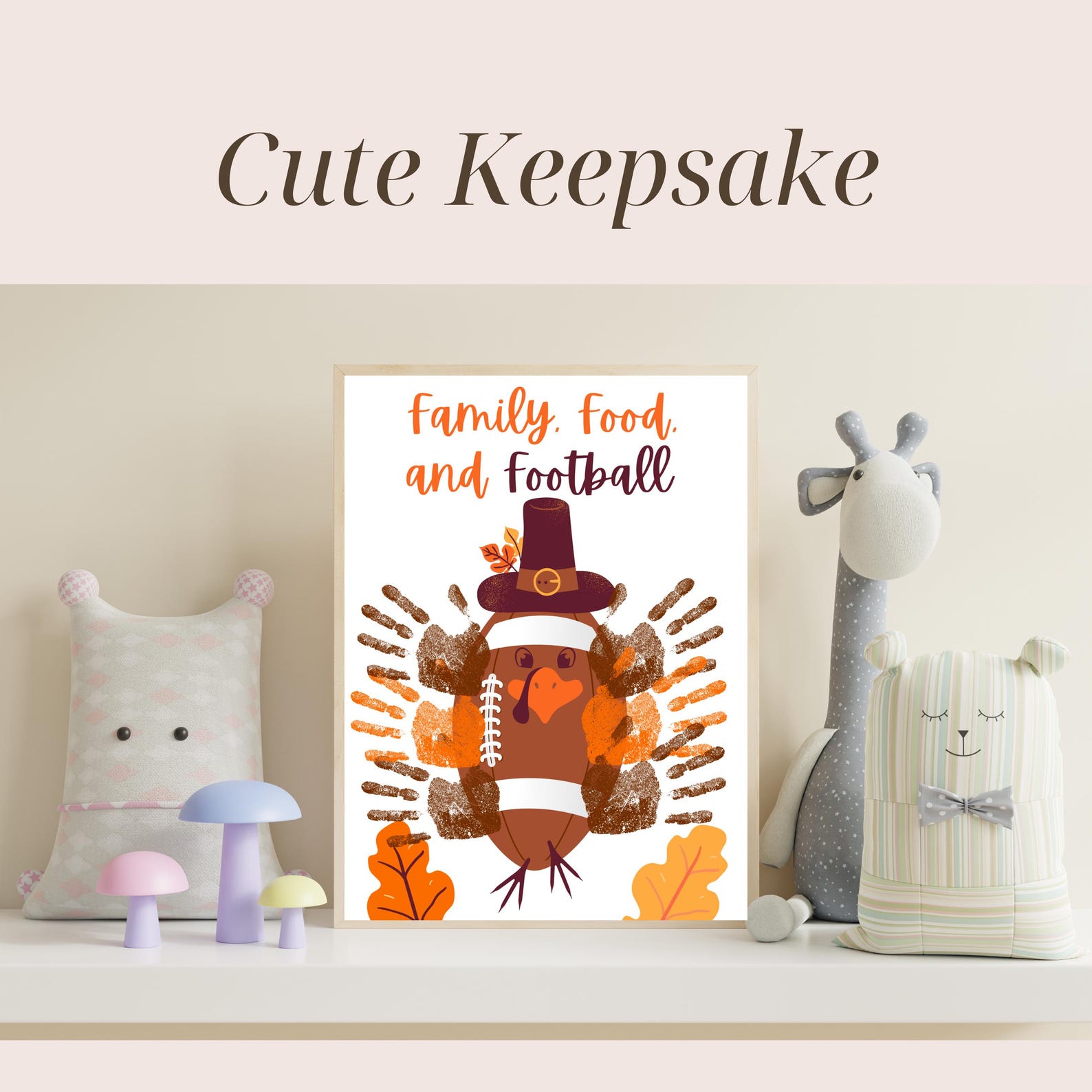 Family Food and Football Handprint Art, Thanksgiving Football Handprint ...