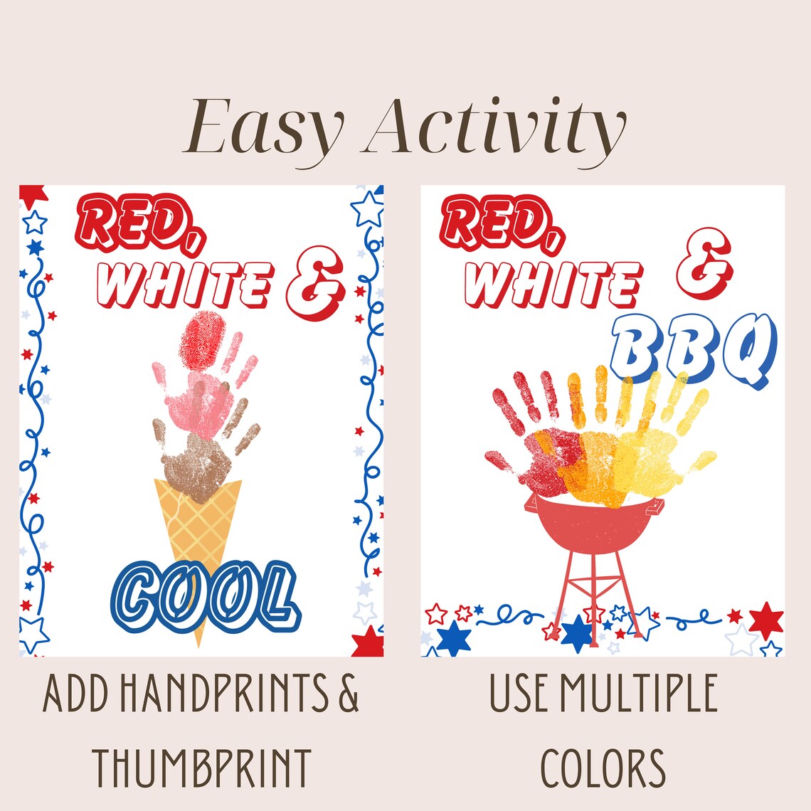 4th of July Handprint Art, 4th of July Activity, July 4 Handprint Craft ...