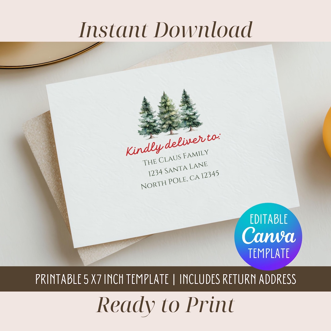 Three Christmas Trees Envelope Template, DIY Christmas Card Envelopes ...