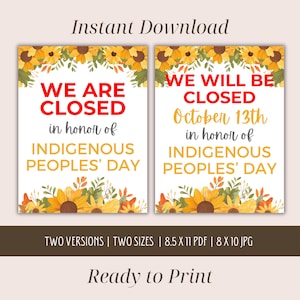 Indigenous Peoples Day Sign Closed - Etsy