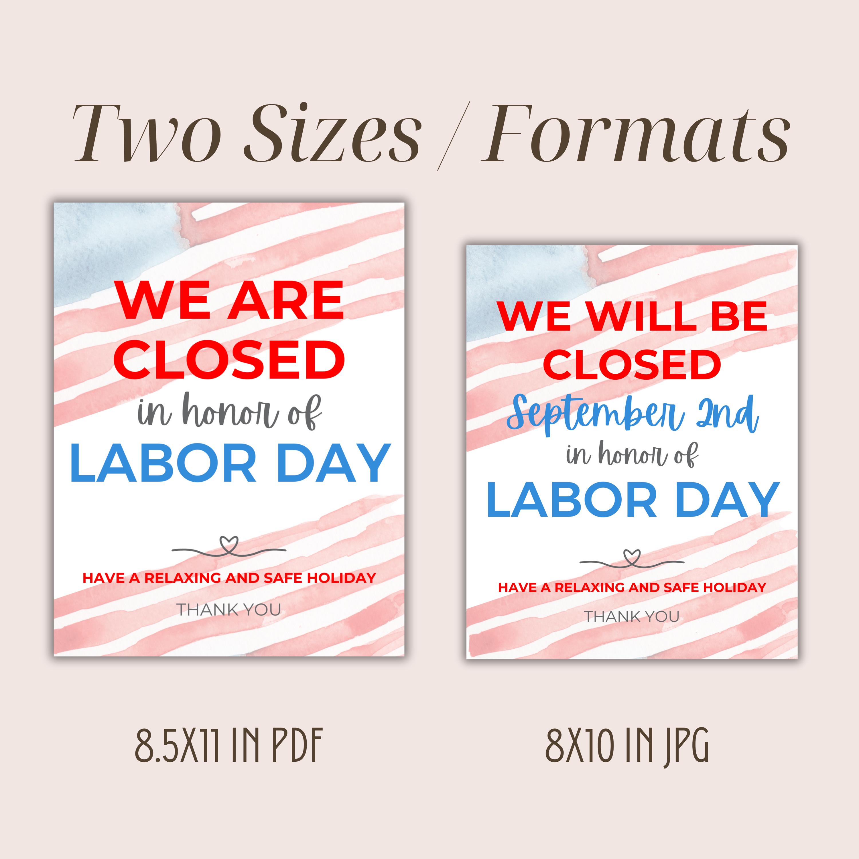 We Are Closed for Labor Day Printable Sign, We Will Be Closed for Labor ...