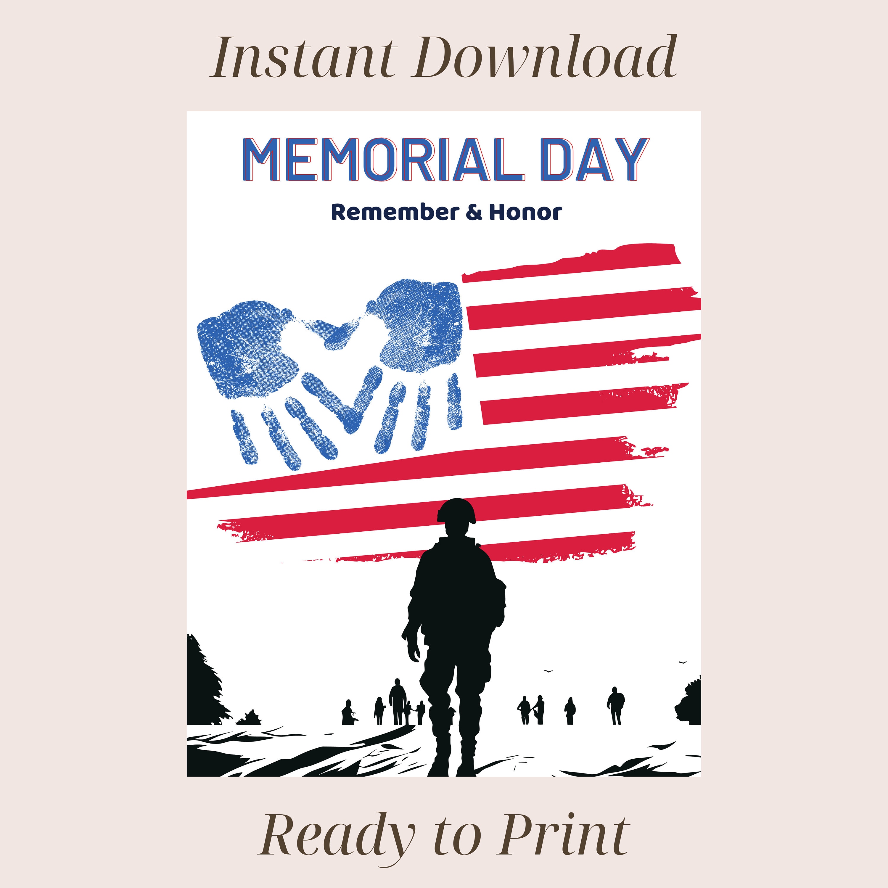 Flag Handprint Art for Memorial Day, Memorial Day Activity for Daycare ...