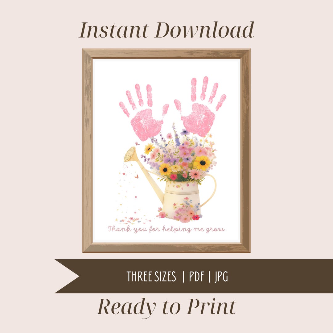 Flower Bouquet Handprint Gift, Handprint Gift From Child, DIY Gift I ...