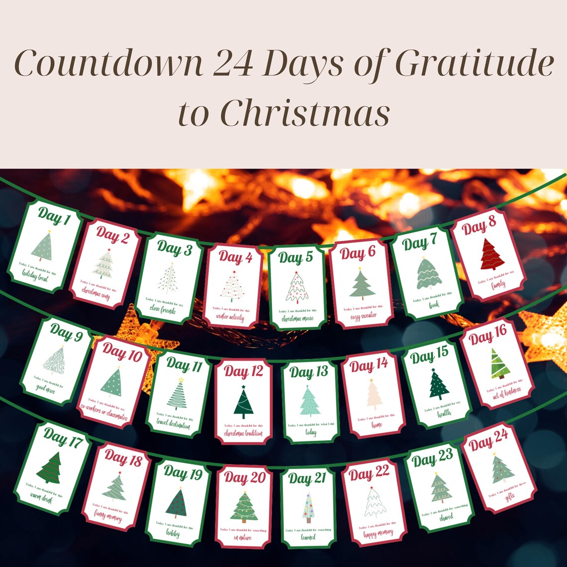 Gratitude Advent Calendar Printable Digital Download, Gratitude ...