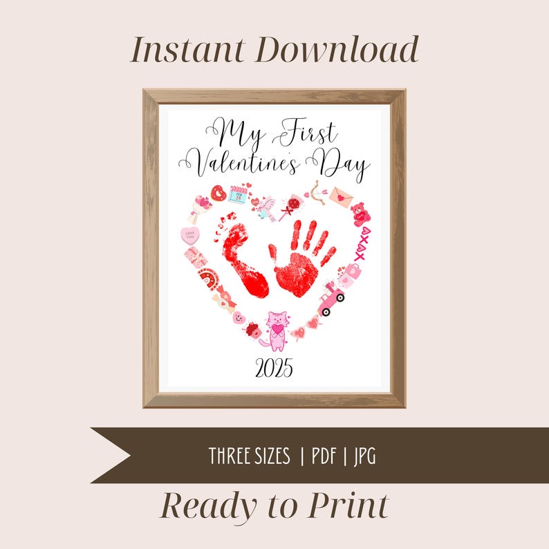 Baby’s First Valentines Handprint Craft, Valentines Day 2025 Handprint ...