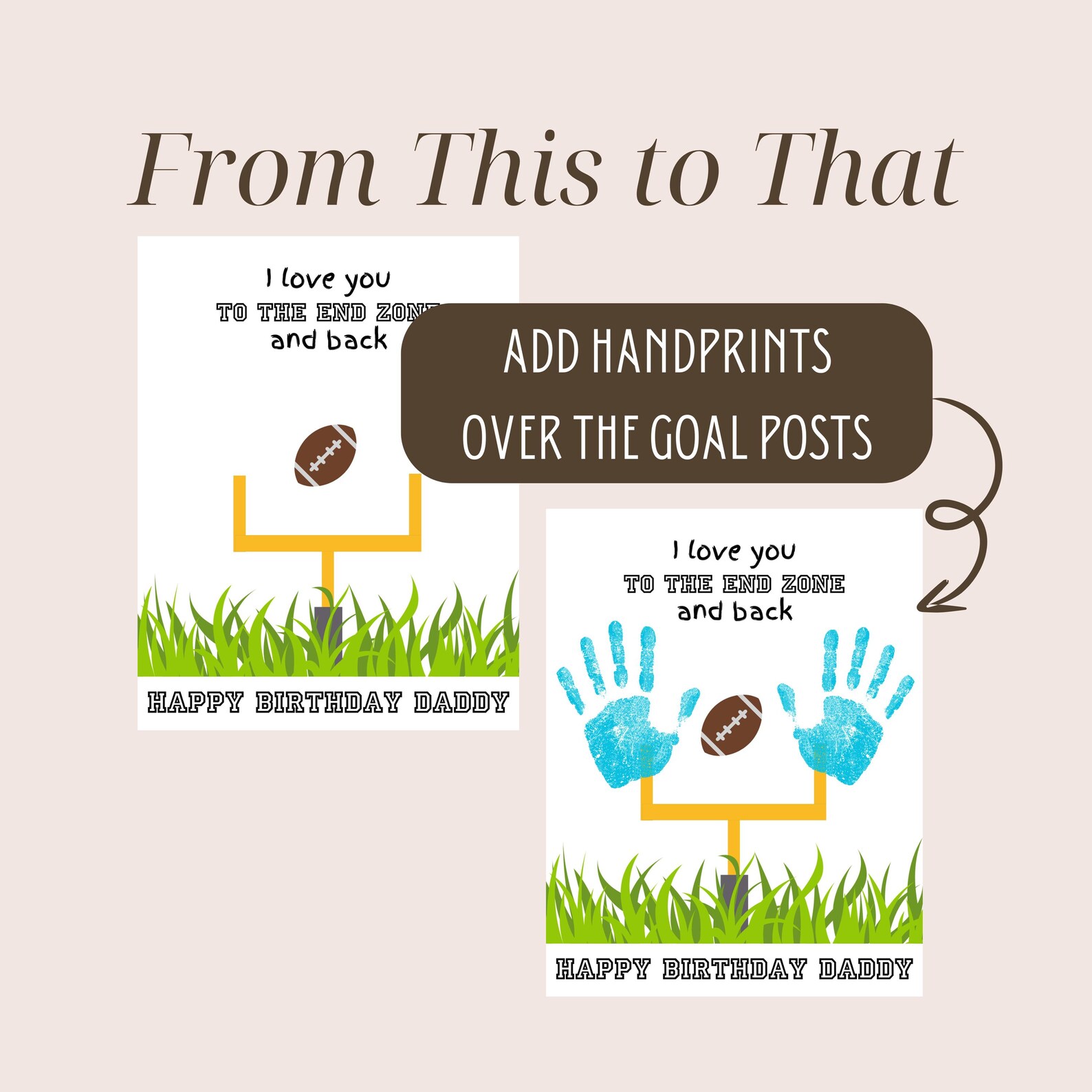 Happy Birthday Daddy Handprint Art, Football Birthday Activity ...