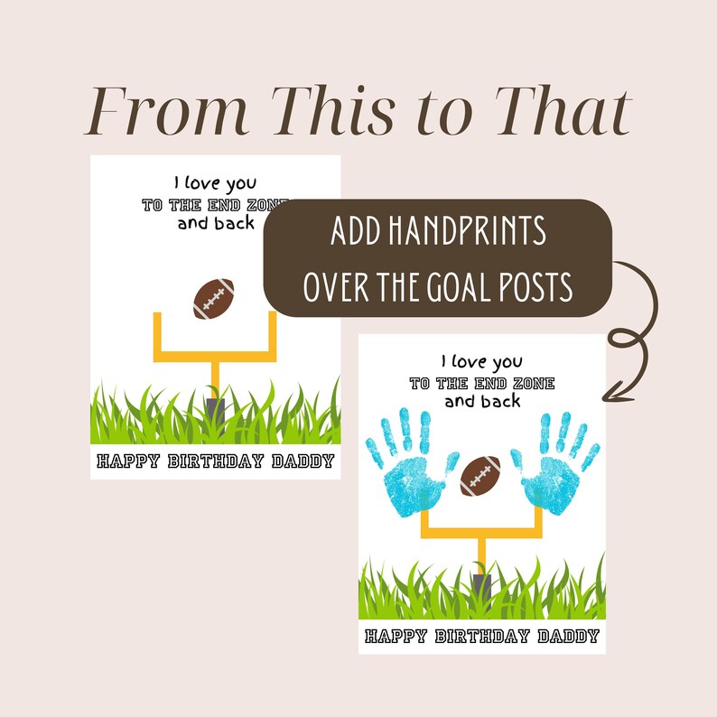 Happy Birthday Daddy Handprint Art, Football Birthday Activity ...