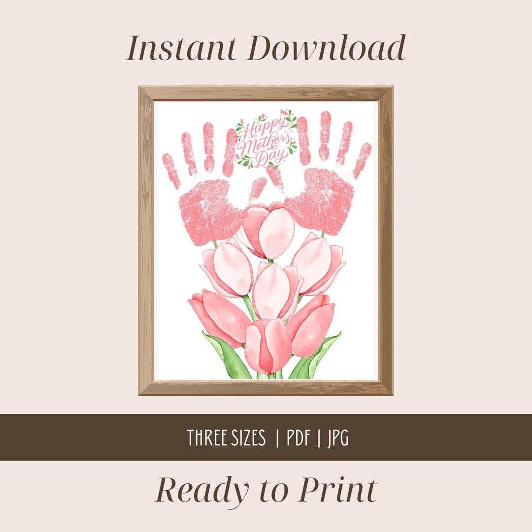 Mother's Day Tulips Handprint Art, Mothers Day Activity, Spring ...