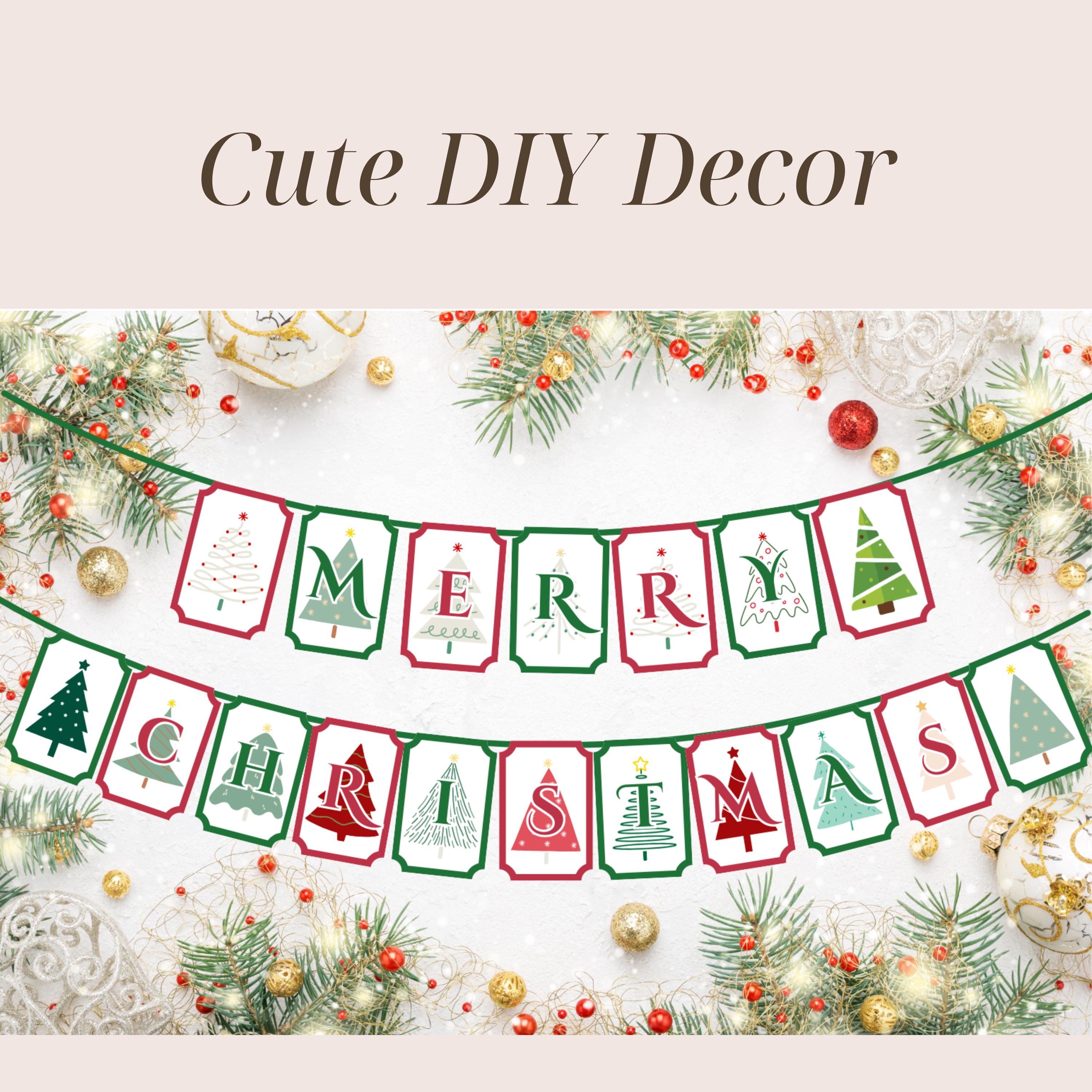 Merry Christmas Banner Printable Digital Download, Red and Green ...
