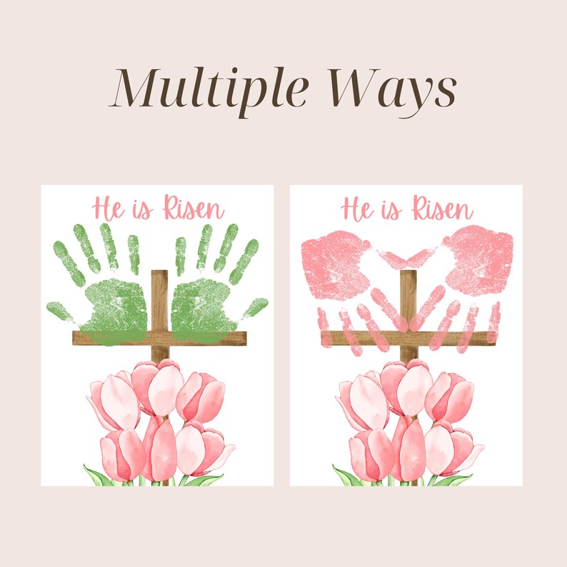 Easter Cross Handprint Craft for Kids, Easter DIY Art Printable, Sunday ...