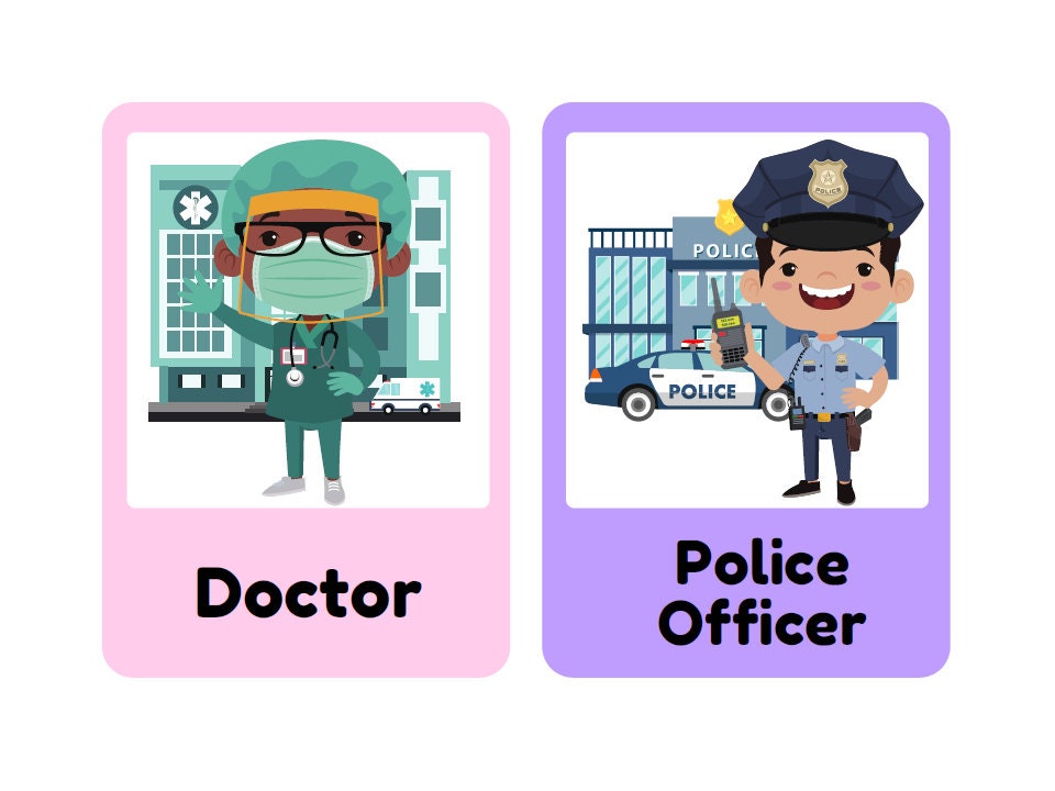 Printable Community Helpers Flash Cards for Kids | 8 Pages | Service ...