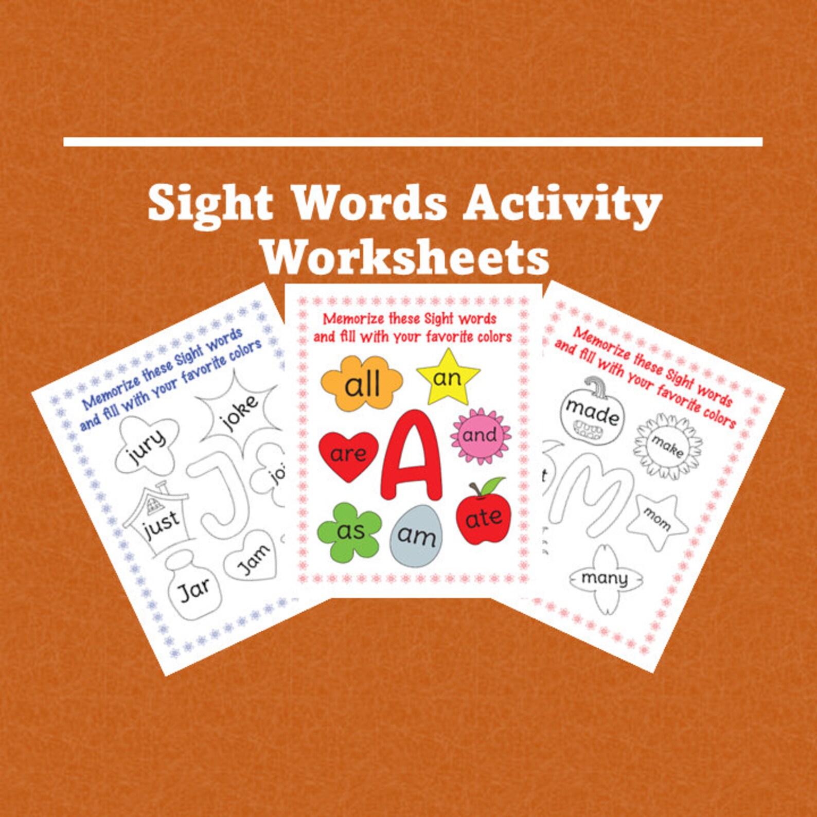 Printable Sight Words Activity Worksheets for Kids | Coloring ...