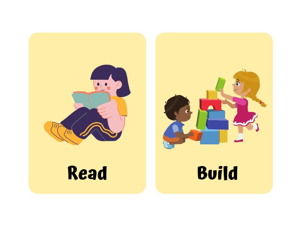 Printable Verbs Flash Cards for Kids | Action Words | 13 Pages ...