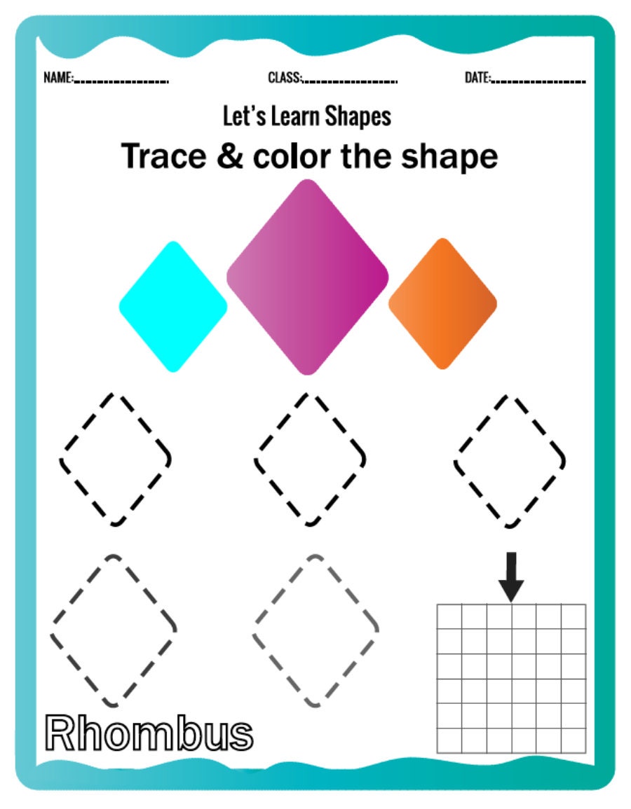 Printable Shapes Activity Worksheets for Kids Tracing Coloring 10 Pages ...