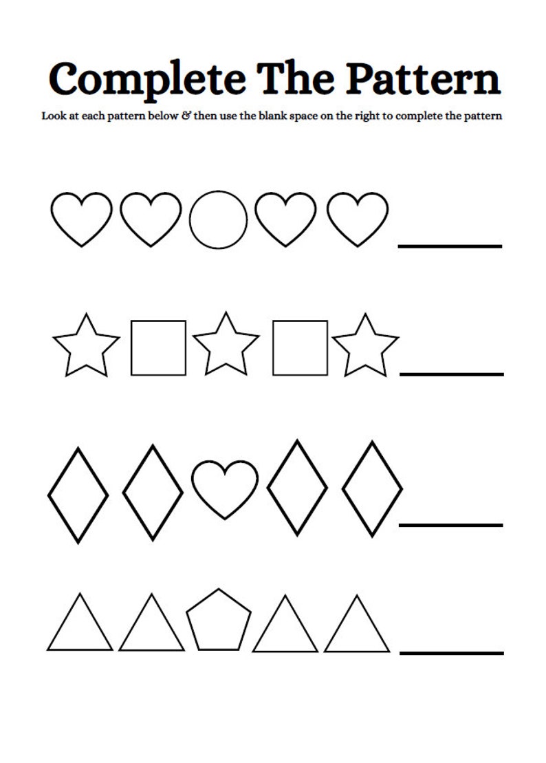 Printable Shape Patterns Activity Worksheets for Kids | Drawing ...