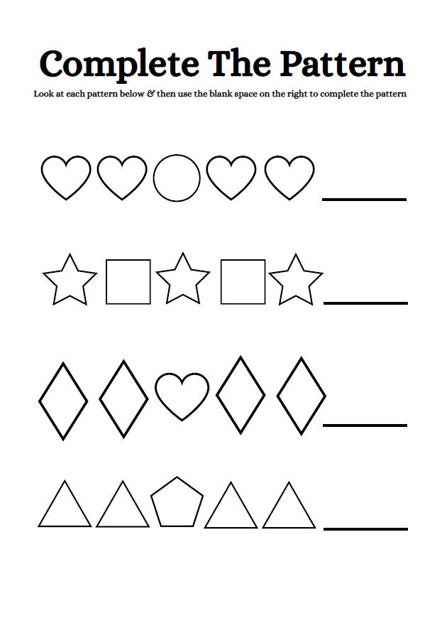 Printable Shape Patterns Activity Worksheets for Kids | Drawing ...
