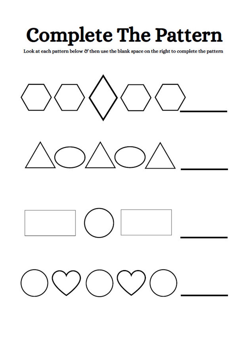 Printable Shape Patterns Activity Worksheets for Kids | Drawing ...