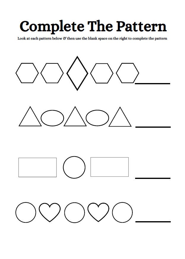 Printable Shape Patterns Activity Worksheets for Kids | Drawing ...