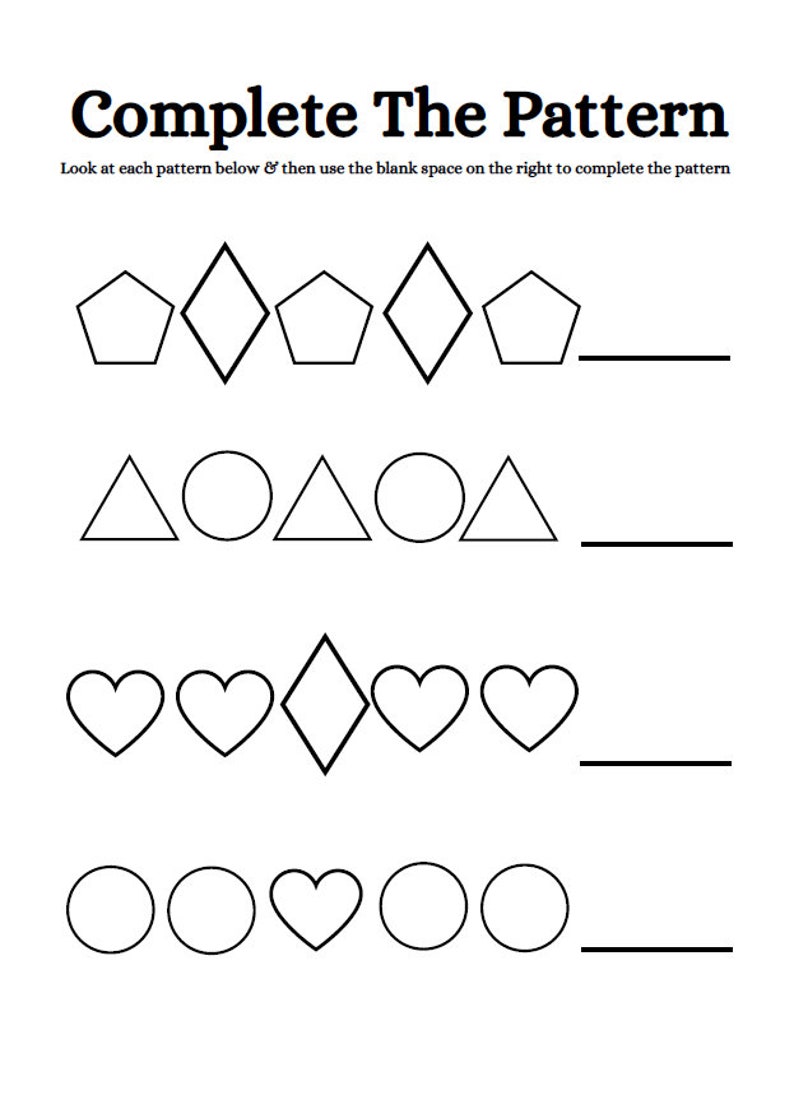 Printable Shape Patterns Activity Worksheets for Kids | Drawing ...