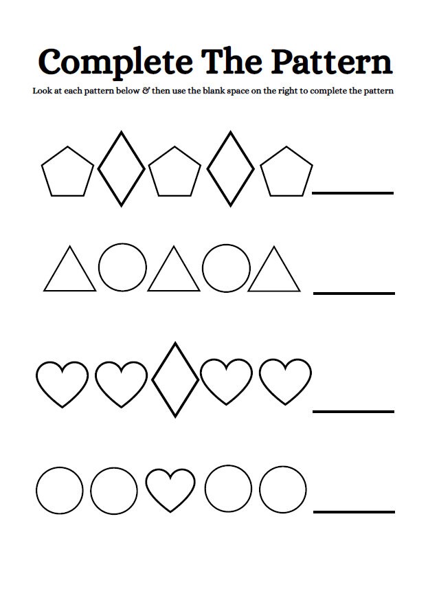 Printable Shape Patterns Activity Worksheets for Kids | Drawing ...
