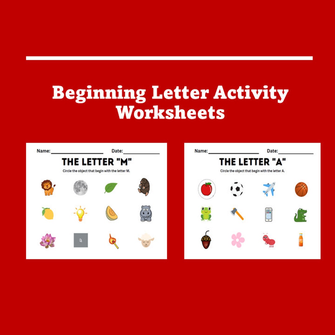 Beginning Letter Activity Worksheets | Alphabets | 26 Pages | Preschool ...