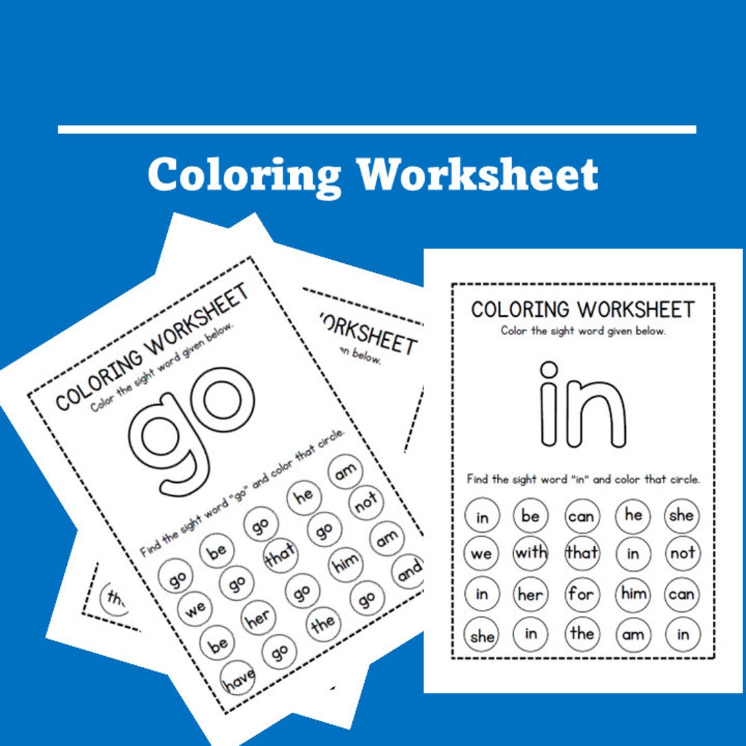 Printable Sight Words Coloring Activity Worksheets | Color Sight Words ...