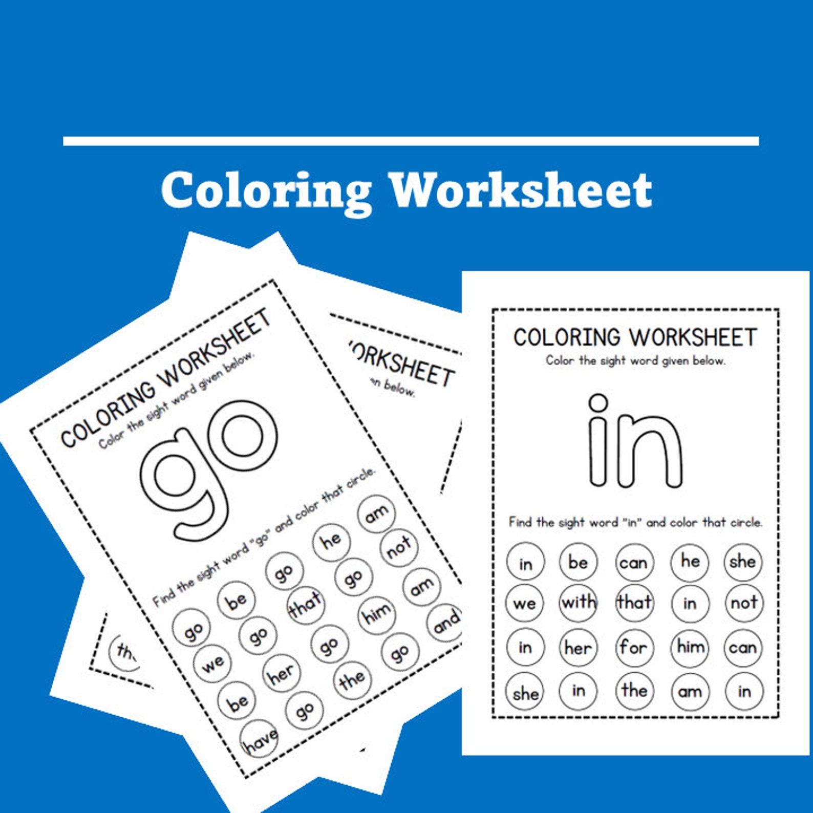 Printable Sight Words Coloring Activity Worksheets | Color Sight Words ...