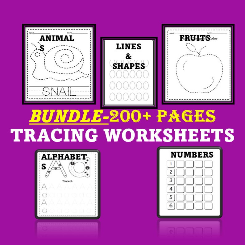 Bundle: Printable Tracing Worksheets for Kids 5 Sets of Worksheets ...