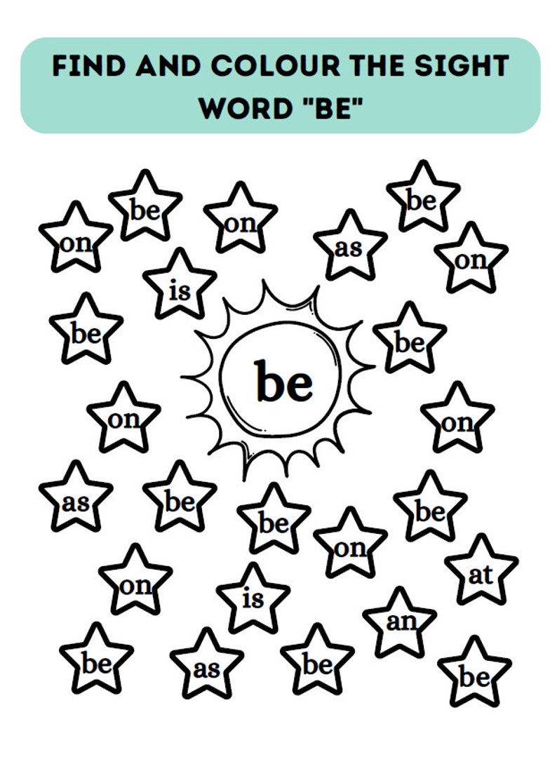 Printable Sight Words Activity (find and Color) Worksheets for Kids ...