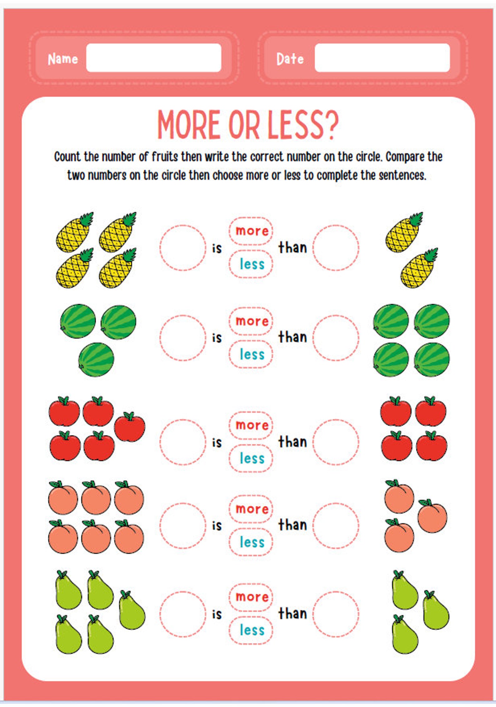 Printable Preschool Math Activity Worksheet | 25 Pages | Counting ...