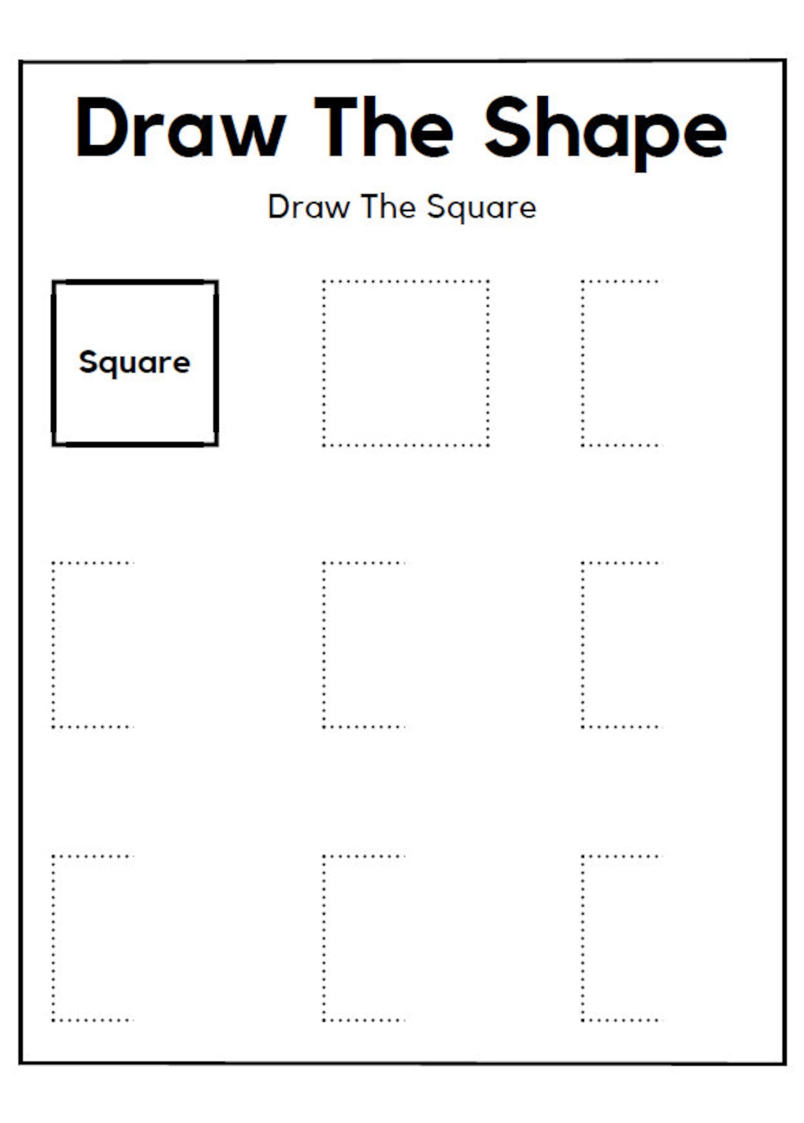 Printable Shape Drawing Activity Worksheets for Kids Shapes Draw Shape ...