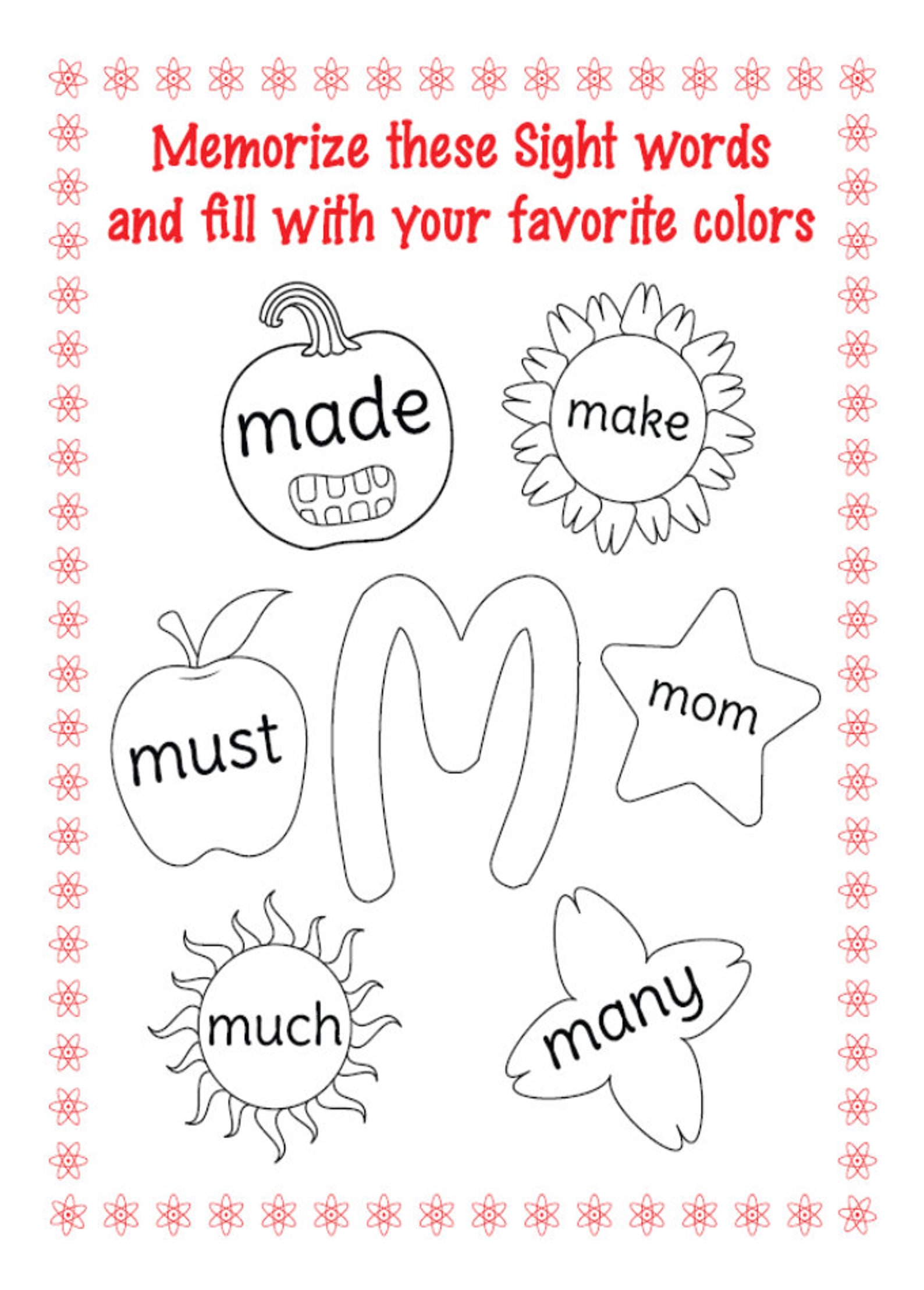 Printable Sight Words Activity Worksheets for Kids | Coloring ...