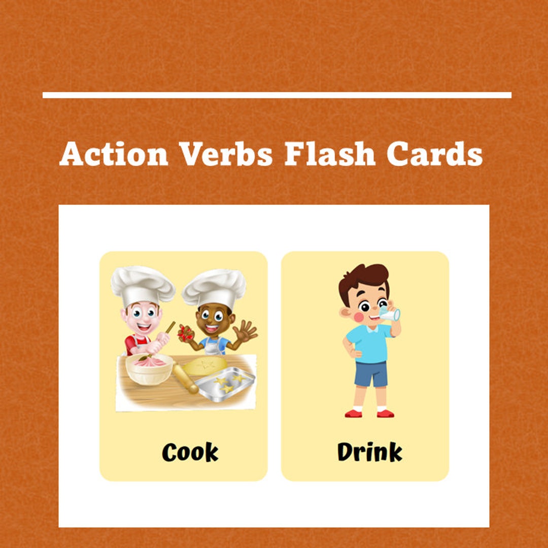 Printable Verbs Flash Cards for Kids | Action Words | 13 Pages ...