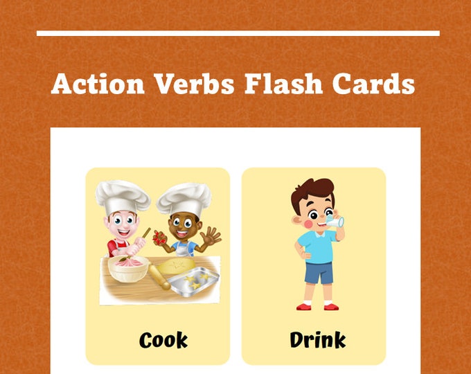 Action Words Flash Cards for Kids - Educational Flashcards for Learning ...