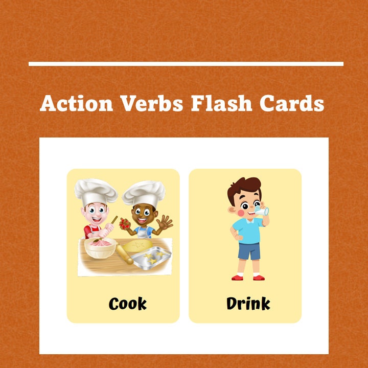 Printable Verbs Flash Cards for Kids | Action Words | 13 Pages ...
