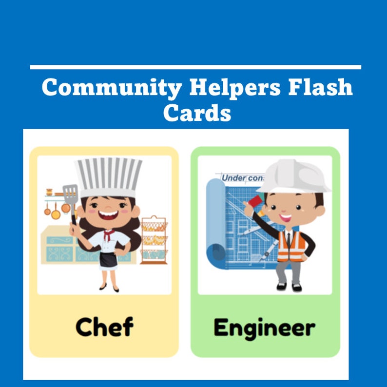 Printable Community Helpers Flash Cards for Kids 13 Pages Service ...