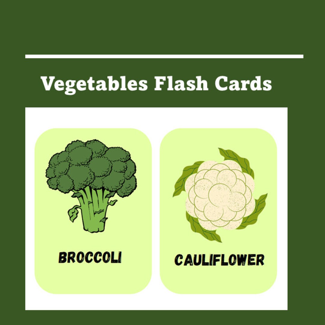 Printable Vegetables Flash Cards for Kids | Vegetables | 9 Pages ...