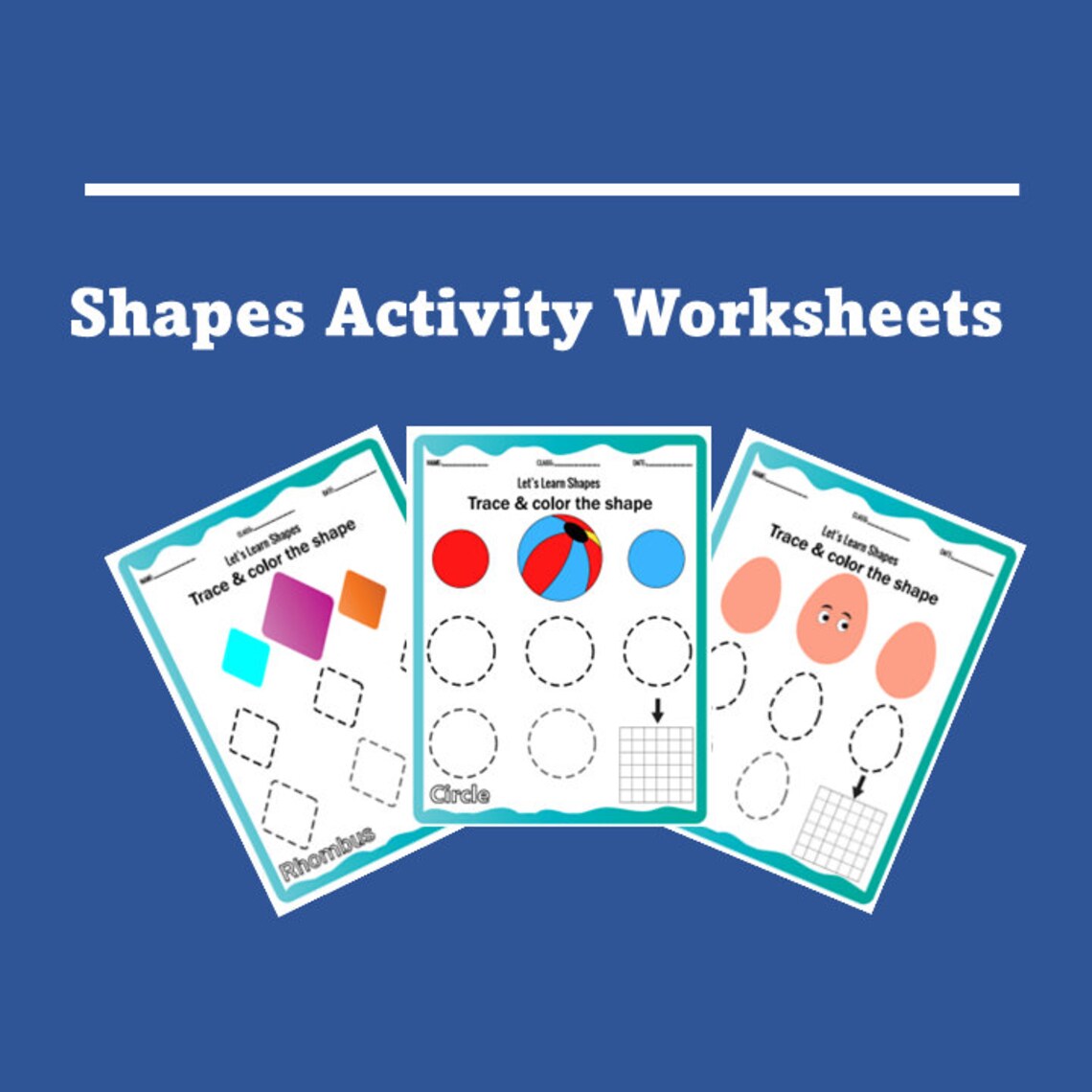 Printable Shapes Activity Worksheets for Kids Tracing Coloring 10 Pages ...