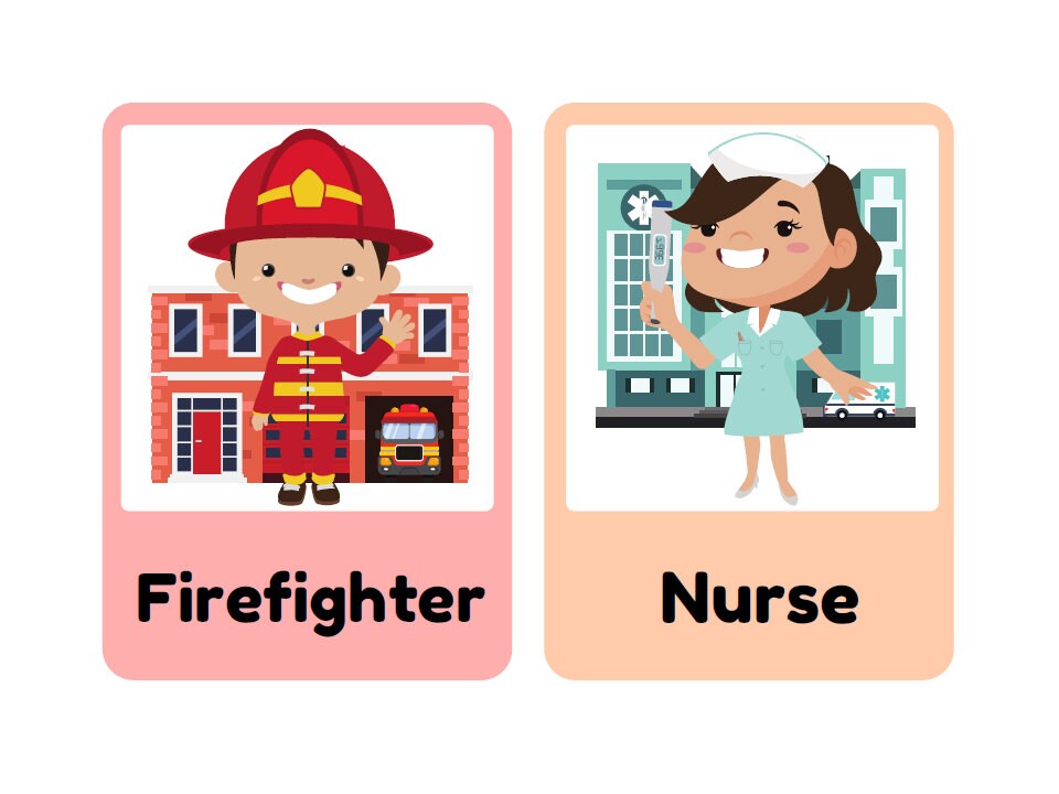 Printable Community Helpers Flash Cards for Kids | 8 Pages | Service ...
