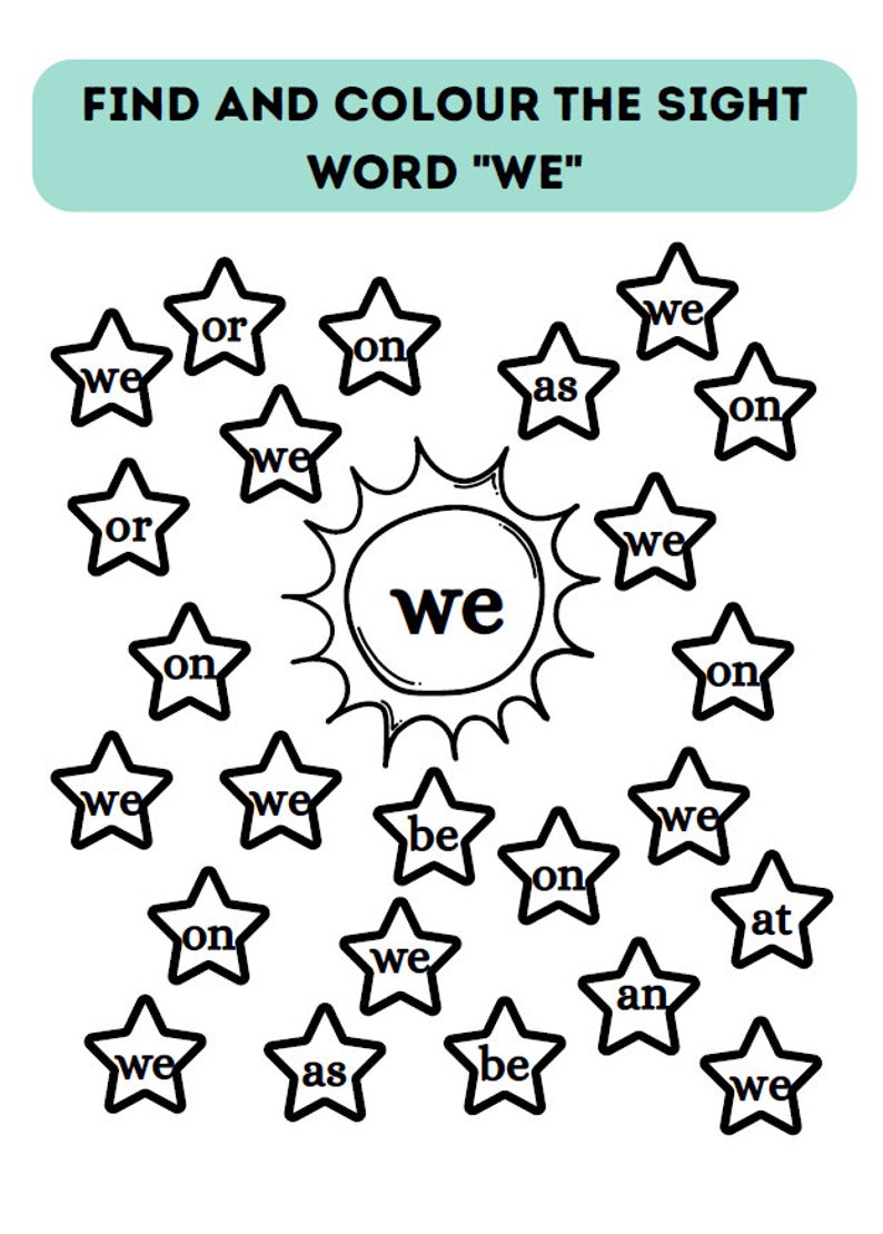 Printable Sight Words Activity (find and Color) Worksheets for Kids ...