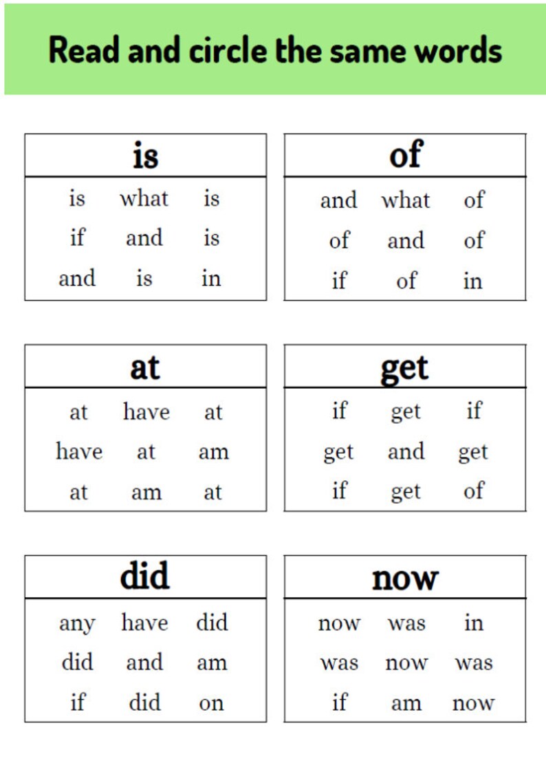 Printable Matching Words Circling Activity Worksheets for Kids ...