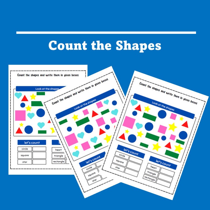Printable Count the Shapes Activity Worksheets for Kids Shapes Counting ...