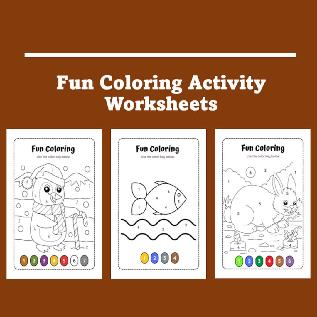 Printable Coloring Activity Worksheets | Color by Number | 9 Pages ...