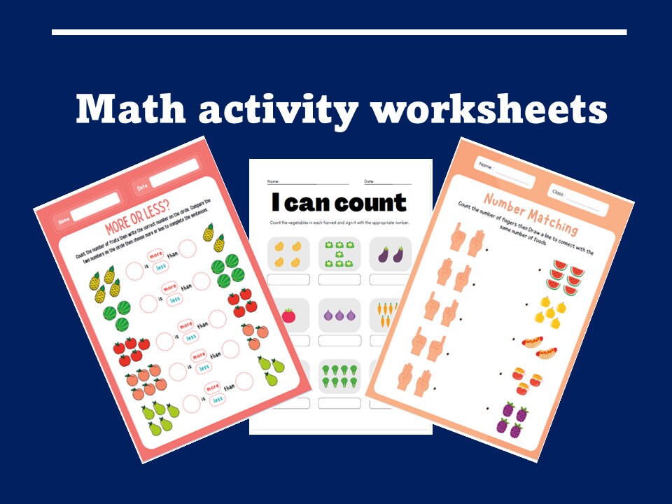 Printable Preschool Math Activity Worksheet 25 Pages Counting Addition ...