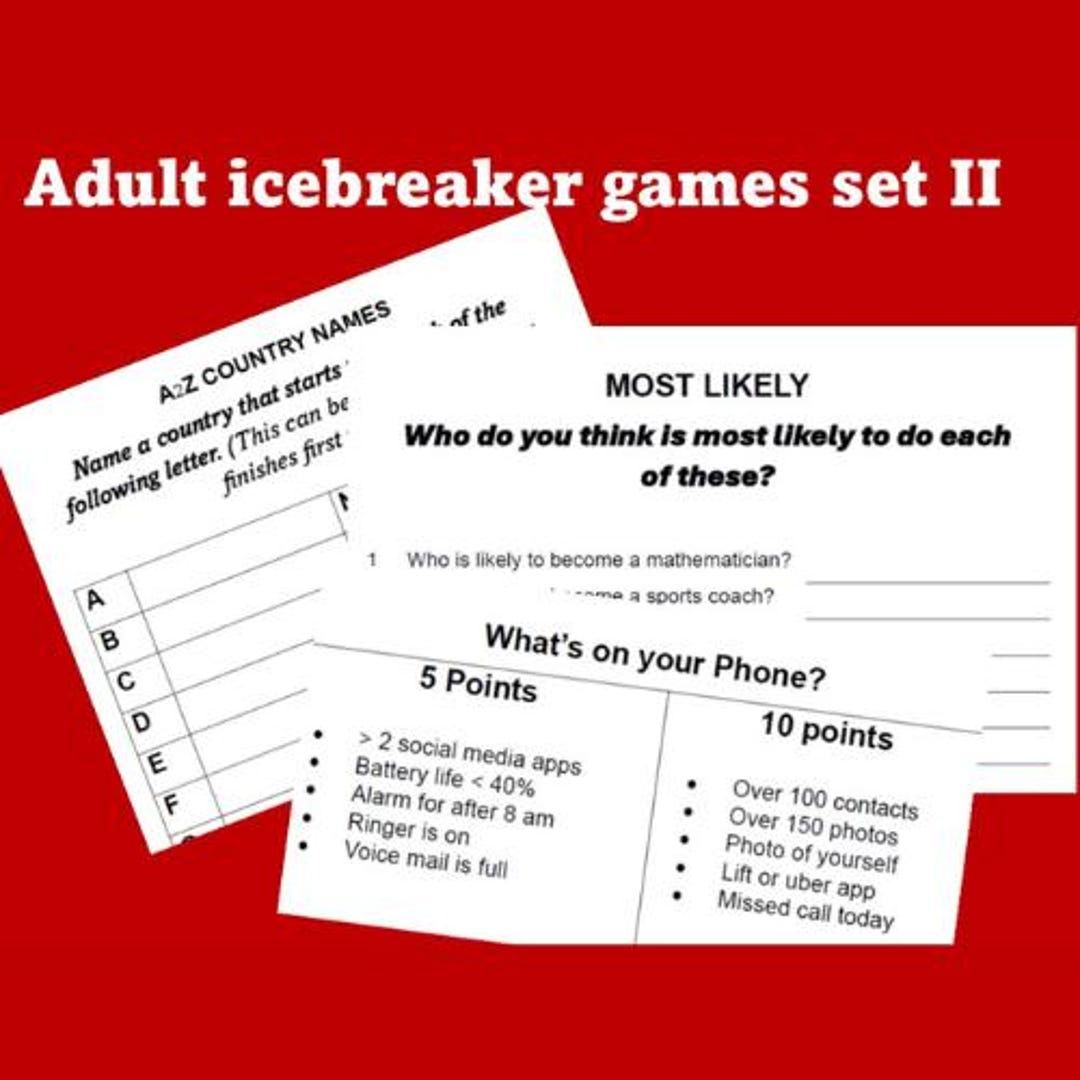 Printable Adult Icebreaker Games Set II | Games | Icebreaker | 8 Pages ...