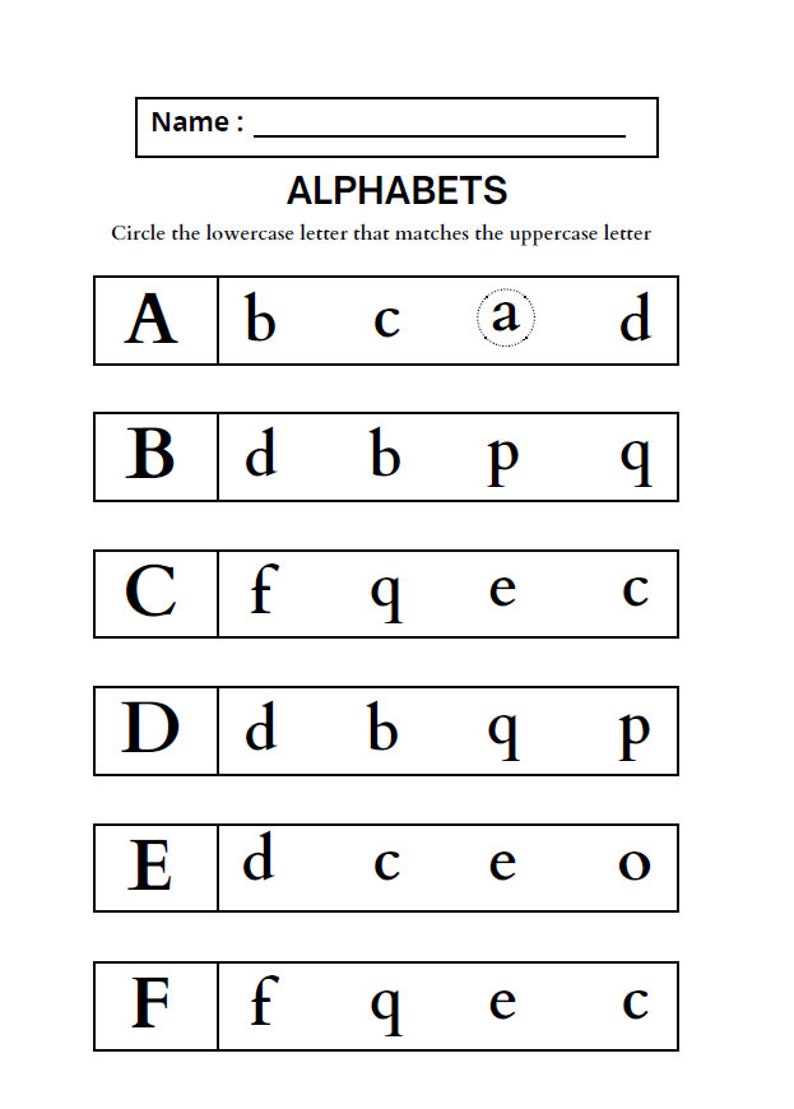 Printable Alphabet Matching Activity Worksheets | Circling Alphabets ...