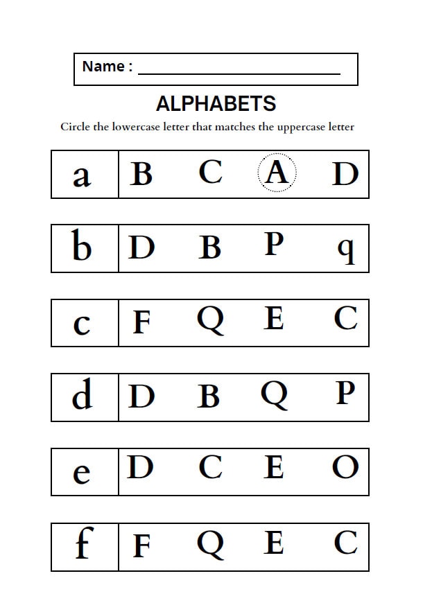 Printable Alphabet Matching Activity Worksheets Circling Alphabets ...